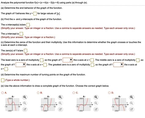 Analyze The Polynomial Function Fx X 4x 5x 6 Using Parts