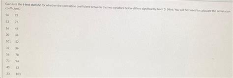 Solved Calculate The T Test Statistic For Whether The Chegg