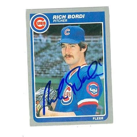 Rich Bordi Autographed Baseball Card Chicago Cubs 1985 Fleer No 49