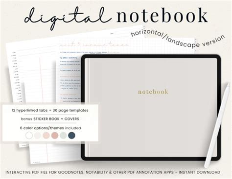 Digital Notebook For Goodnotes And Notability Hyperlinked Etsy