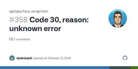 Code Reason Unknown Error Issue Ageitgey Face Recognition GitHub