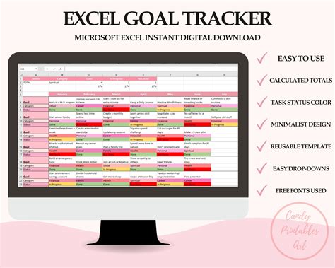Goal Tracker Excel Template Monthly Progress Tracking Spreadsheet Goal Tracker Excel Template Monthly Progress Tracking Spreadsheet