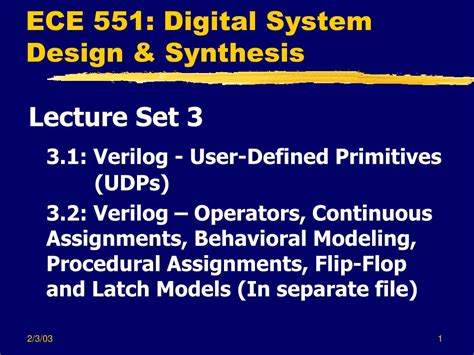 Ppt Ece 551 Digital System Design And Synthesis Powerpoint