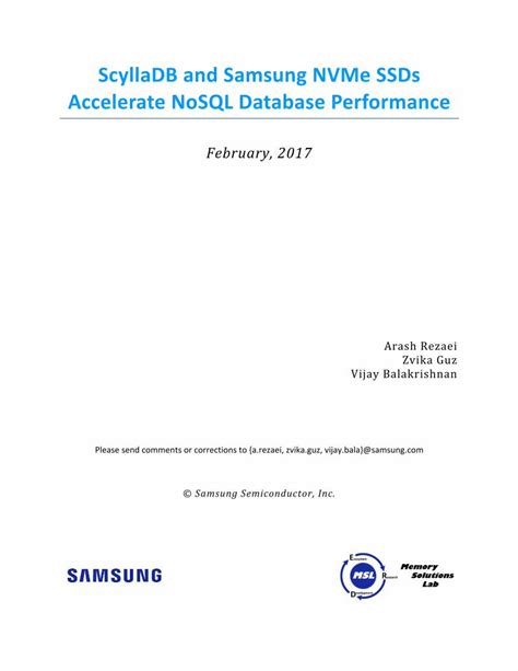 Pdf Scylladb And Samsung Nvme Ssds Accelerate Nosql · Scylladb And Samsung Nvme Ssds