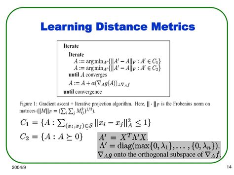 ppt distance metric learning with application to clustering with