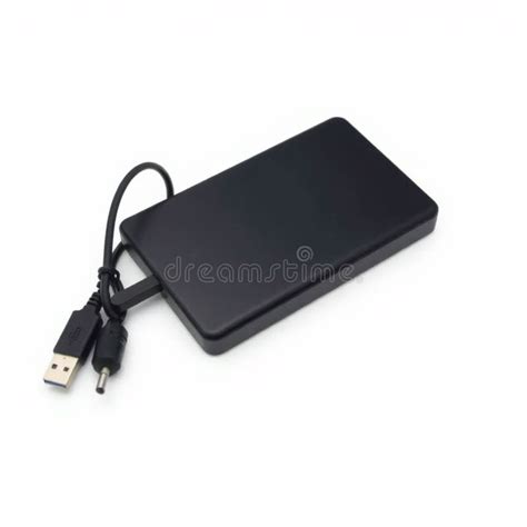 A Portable External Hard Drive With A Usb Cable Coiled Beside It Stock Illustration