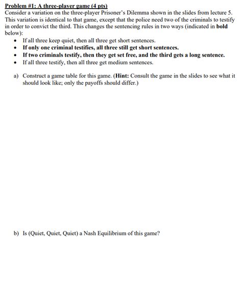solved problem 1 a three player game 4 pts consider a