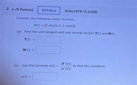 Solved Consider The Following Vector Function