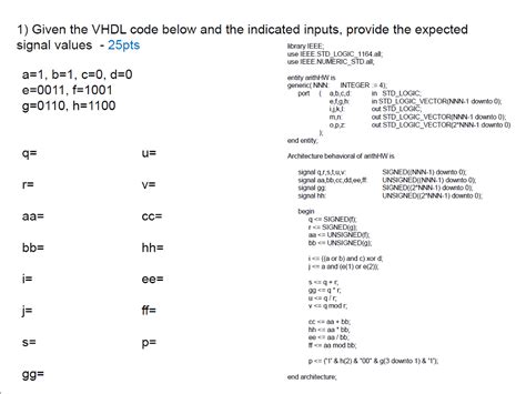 Solved Given The Vhdl Code Below And The Indicated Inputs