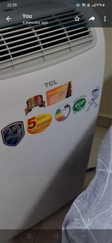 TCL Portable Air Conditioner 10CPA HNG TV Home Appliances Air Conditioners Heating On