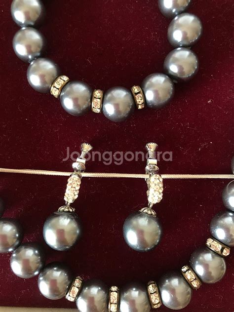 스페인 구입 흑진주 세트목걸이귀걸이 세트 새제품 반지목걸이귀걸이 중고나라