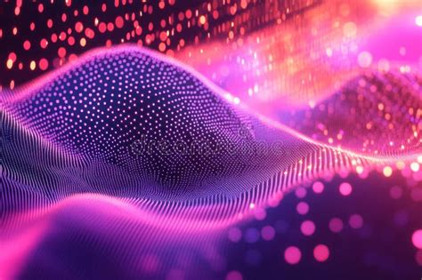 Abstract Digital Wave Pattern With Glowing Pink And Blue Particles Symbolizing Futuristic