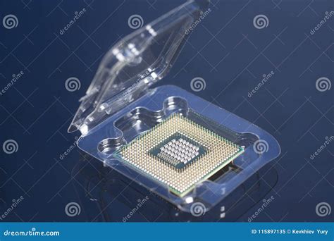 Central Processing Unit Cpu Processor Microchip In The Packaging Box