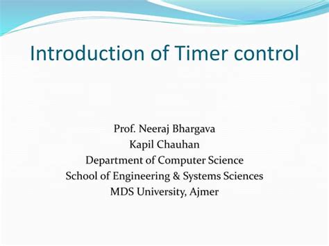 Introduction Of Timer Control Pptx