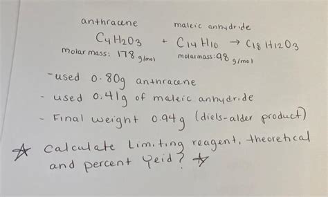 Solved Anthracene C4 H₂o3 Molar Mass 178 9 Ime Maleic