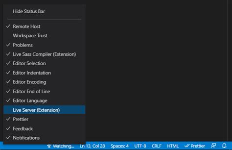 How To Unhide Extensions From Status Bar Vs Code Stack Overflow