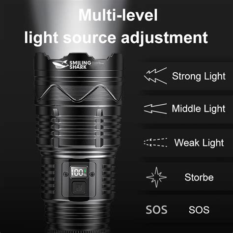 Smiling Shark Flashlights High Lumens Rechargeable 7000 Lumen M77 Led
