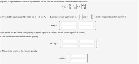 Solved 2 Points Using The Method Of Variation Of