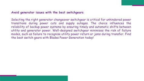 PPT - How to Solve Common Generator Problems With Changeover Switchgears PowerPoint Presentation ...