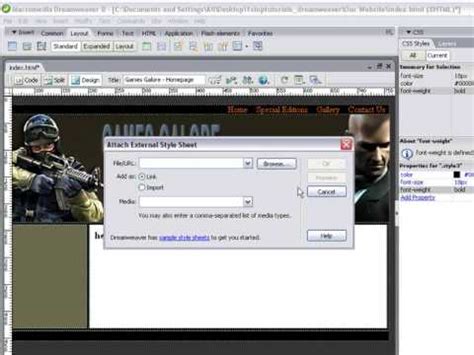 Free Dreamweaver Tutorial Course Basic CSS Lesson YouTube