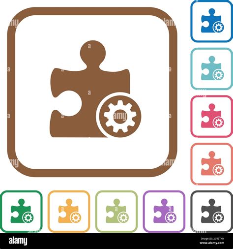 plugin settings simple icons in color rounded square frames on white