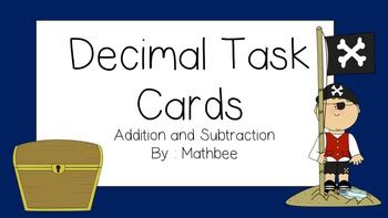 Addition And Subtraction Decimal Task Cards By Bee Happy Teachings