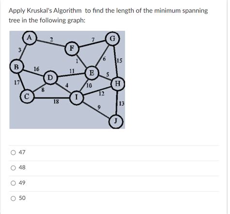 apply kruskal s algorithm to find the length of the