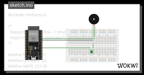 Hưng Happy Birthday song Wokwi ESP32 STM32 Arduino Simulator