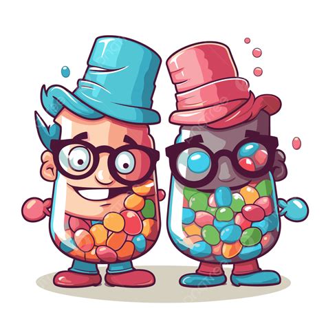 괴짜 사탕 벡터 스티커 클립 아트 안경 만화에 사탕을 들고 두 문자 상표 클립 아트 Png 일러스트 및 벡터 에 대한 무료 다운로드 Pngtree