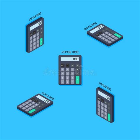 calculator and digital number isometric and flat icon vector stock vector
