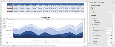 如何使 Microsoft Excel 中的默认面积图更具吸引力