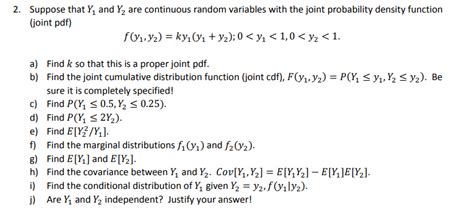 Solved Suppose That 𝑌1 And 𝑌2 Are Continuous Random