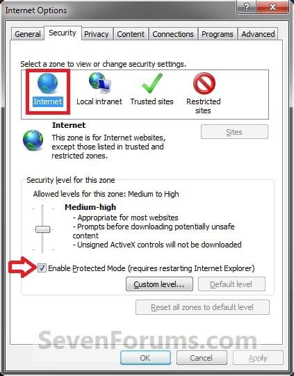 Internet Explorer Protected Mode Turn On Or Off Tutorials