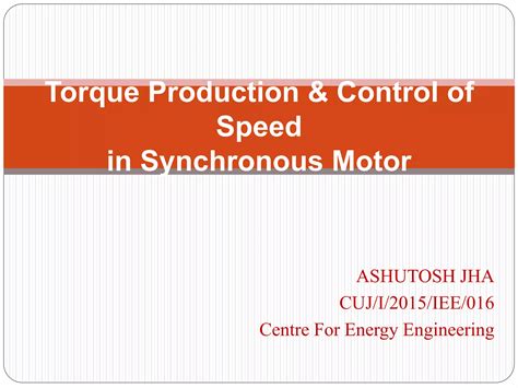 Speed Control Of Synchronous Motor PPTX