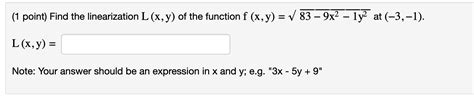 Solved L X Y Note Your Answer Should Be An Expression In Chegg Com