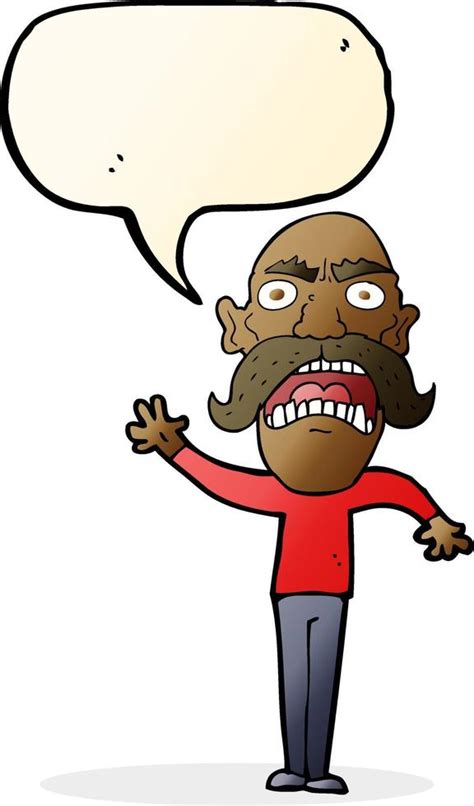 Caricatura Enojado Viejo Con Burbuja Del Discurso 12308796 Vector