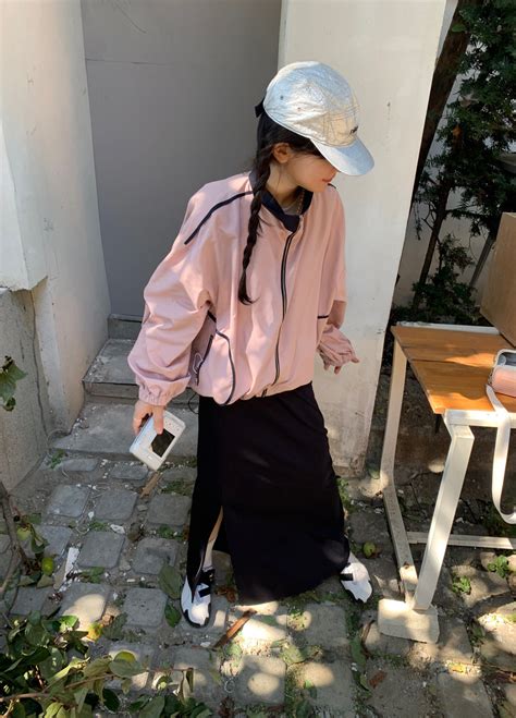 하우유 르디 오버핏 배색 바람막이 점퍼 위시버킷