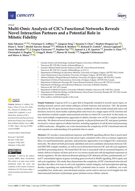 pdf multi omic analysis of cic s functional networks reveals novel