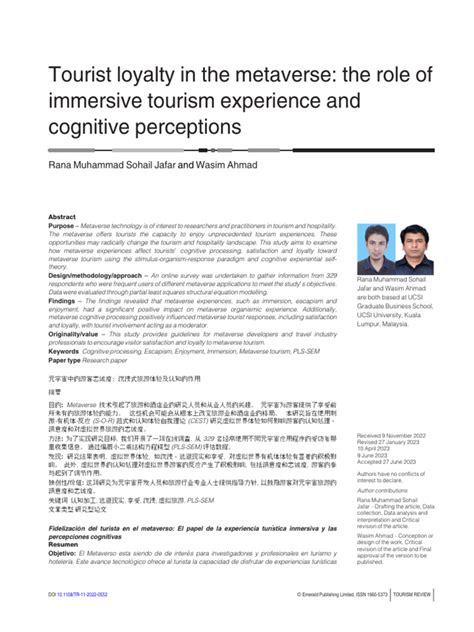 Tourist Loyalty In The Metaverse The Role Of Immersive Tourism Experience And Cognitive