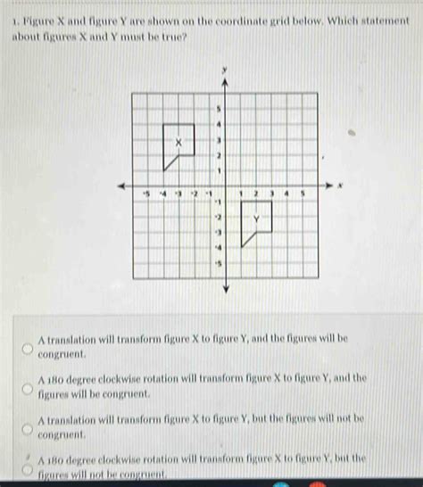 Figure X And Figure Y Are Shown On The Coordinate Grid Below Which Statement About Fig Math