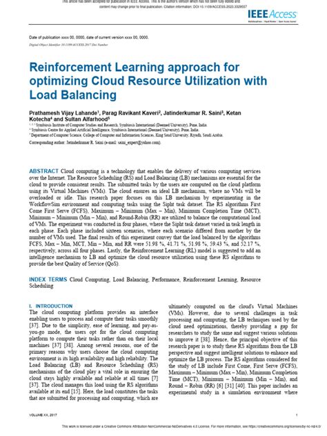Reinforcement Learning Approach For Optimizing Clo 1 Pdf Cloud