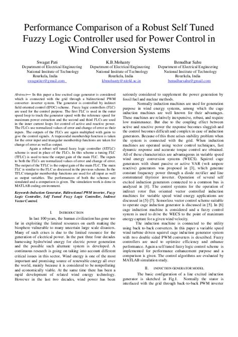 pdf performance comparison of a robust self tuned fuzzy logic