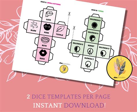 Erotic Sex Dice Game Printable Adult Game Kinky Bedroom Game