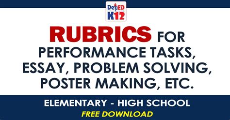 Rubrics For Performance Tasks Essay Problem Solving Poster Making