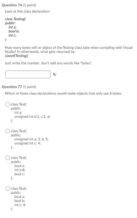 Solved Question 76 1 Point Look At This Class Declaration