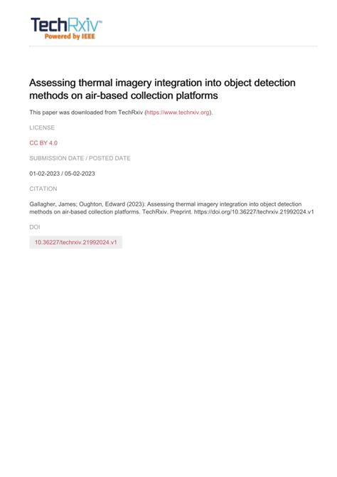 Pdf Assessing Thermal Imagery Integration Into Object Detection Methods On Air Based