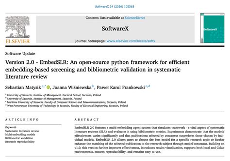 Artykuł Embedslr 20 W Czasopiśmie Softwarex Szkoła Doktorska