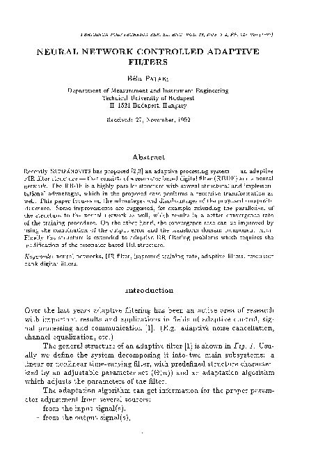 pdf neural network controlled adaptive filters