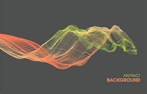 웨이브 배경입니다 추상적인 벡터 일러스트입니다 3d 기술 스타일입니다 도트 그림입니다 입자를 가진 네트워크 디자인입니다 3차원 형태에 대한 스톡 벡터 아트 및 기타 이미지