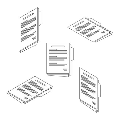 Document Isometric And Flat Black Outline Icon Vector Flat Style Vector Illustration